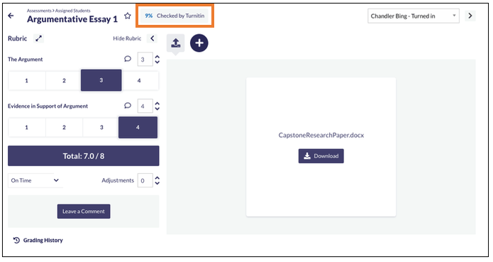 Turnitin Identify's Plagiarism in Otus